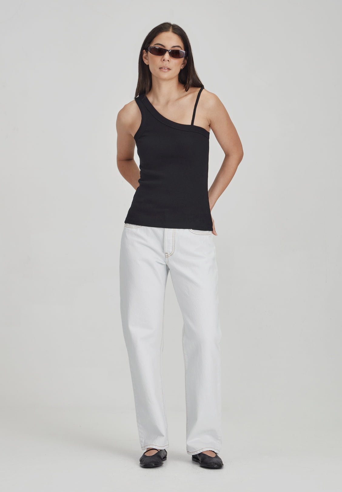 FITTED RIB ASYM TANK, BLACK – COMMONERS